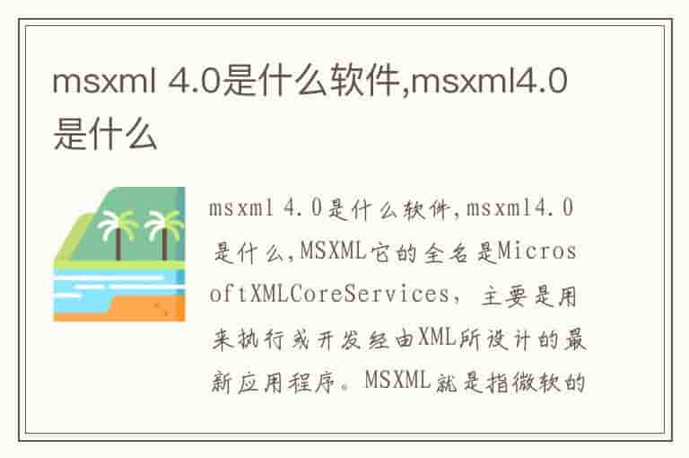 msxml 4.0是什么软件,msxml4.0是什么-兔宝宝游戏网